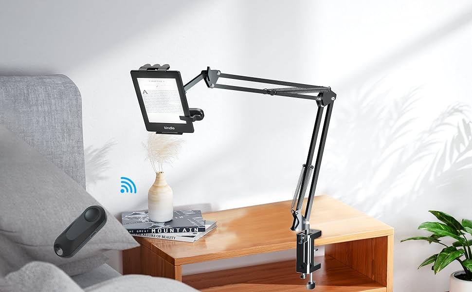 Amazon.com: Locthal Tablet Holder for Kindle Reading in Bed with Remote Page Turner, Easy Adjust ...