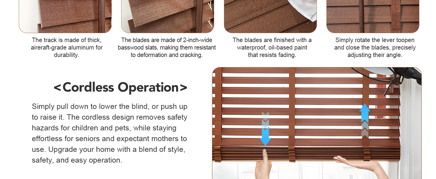 Amazon.com: EVOZEN Cordless 2" Slats Wood Blinds for Indoor Windows ...