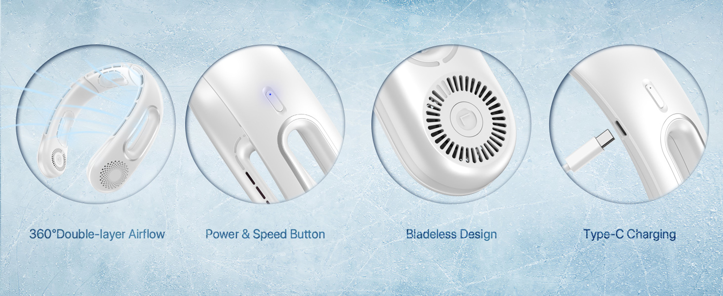 Amazon.com: okk Portable Neck Fan,360 Cooling Neck Fans Portable Rechargeable with 5200mAh ...