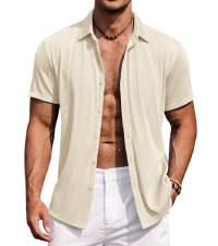 Amazon.com: COOFANDY Men's Cuban Guayabera Shirt Short Sleeve Button Down Shirts Casual Summer ...