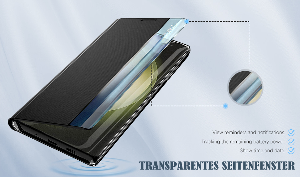 for Samsung Galaxy S25 Ultra Case View Clear Smart Window, with Kickstand for Samsung S25 Ultra ...