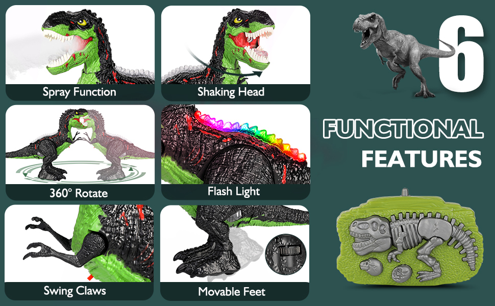Amazon.com: FANURY Remote Control Dinosaur Toys for Kids 3-5 5-7, 2.4G RC Walking T-rex with 360 ...