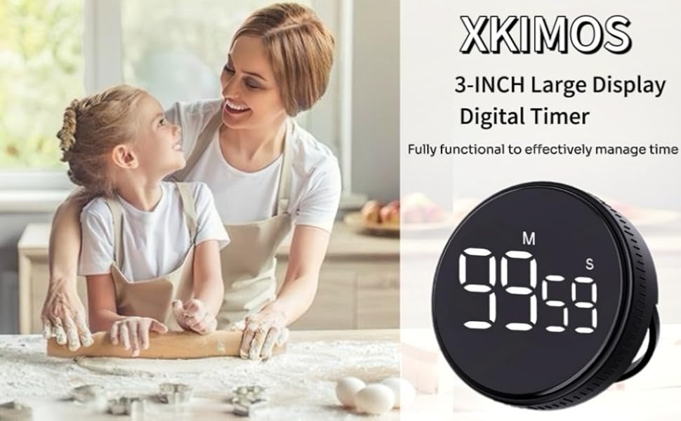 Xkimos Rechargeable Kitchen Timer,Strong Magnetic Digital Timer, Accurate Countdown Timer, Large ...