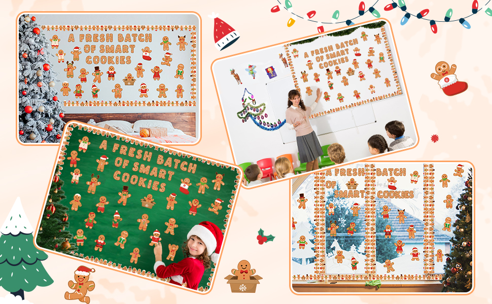 Amazon.com: Haooryx 120Pcs Christmas Winter Gingerbread Man Bulletin ...