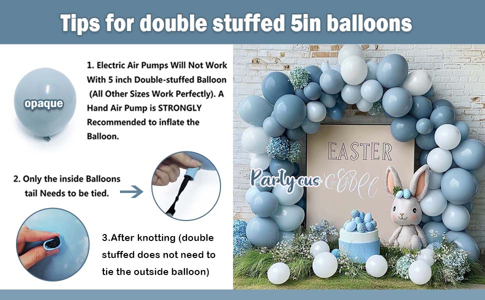 Dusty Blue White Balloon Arch Double Stuffed Pastel Baby Blue Matte White Latex Balloon Garland ...