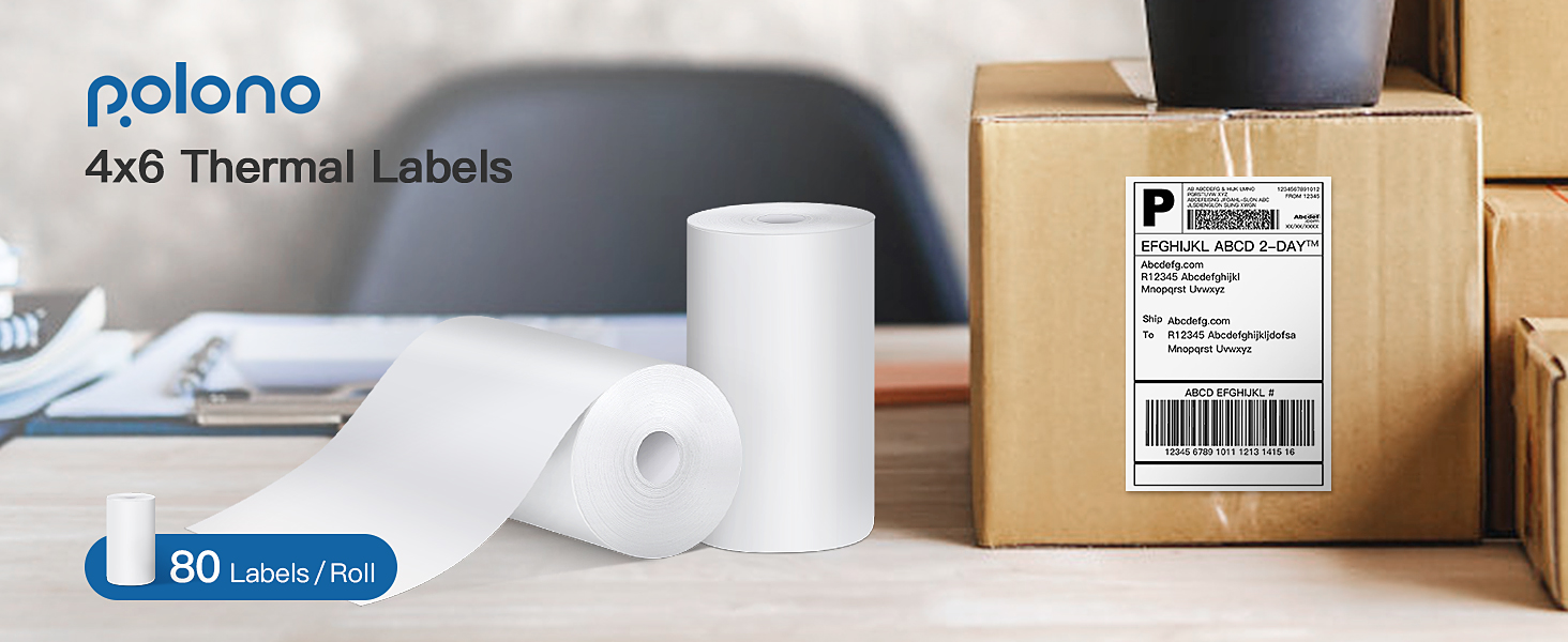 Amazon.com : POLONO Genuine 4" x 6" Direct Thermal Shipping Labels, Thermal Labels, Compatible ...