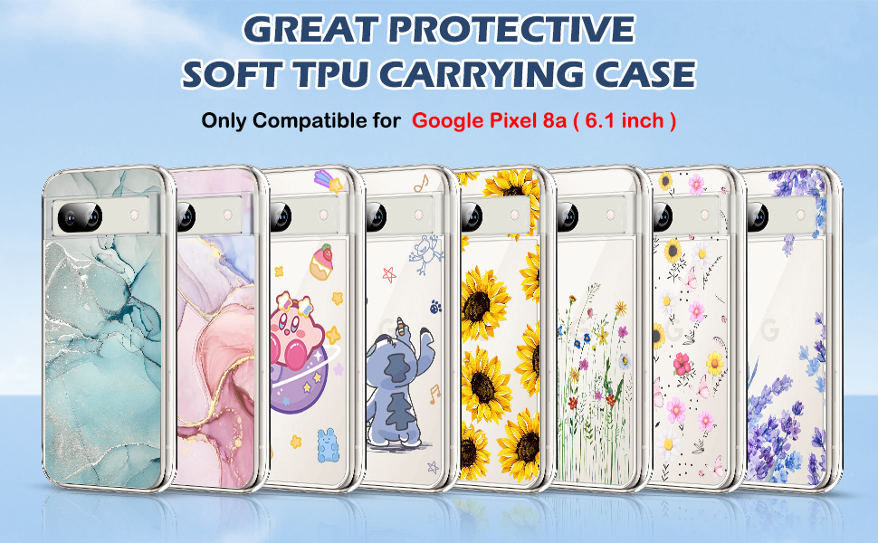 Amazon.com: DiyGody Flower Case Compatible for Google Pixel 8A 6.1” Clear with Cute Wild Flowers ...