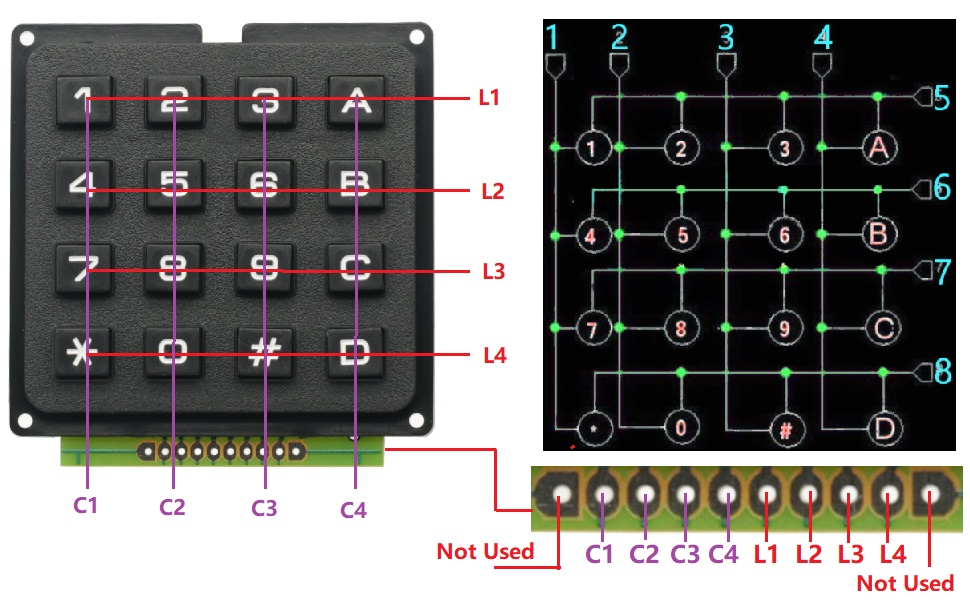 Amazon.com: 2PCS 4 x 4 Matrix Array 16 Keys 4 * 4 Switch Keypad Matrix ...