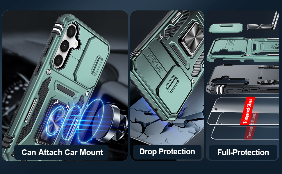 LeYi for Samsung-S23-FE Case: Galaxy S23 FE Case and 2 Tempered Glass Screen Protector with ...