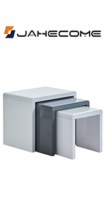 JaHECOME Nest of Tables Set of 3 Nesting Tables High Gloss Coffee Tables Stackable Design MDF ...