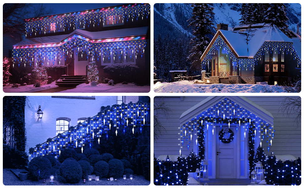 Icicle Outdoor Christmas Lights,10M/33FT 270 LED Icicle Lights with 45 ...