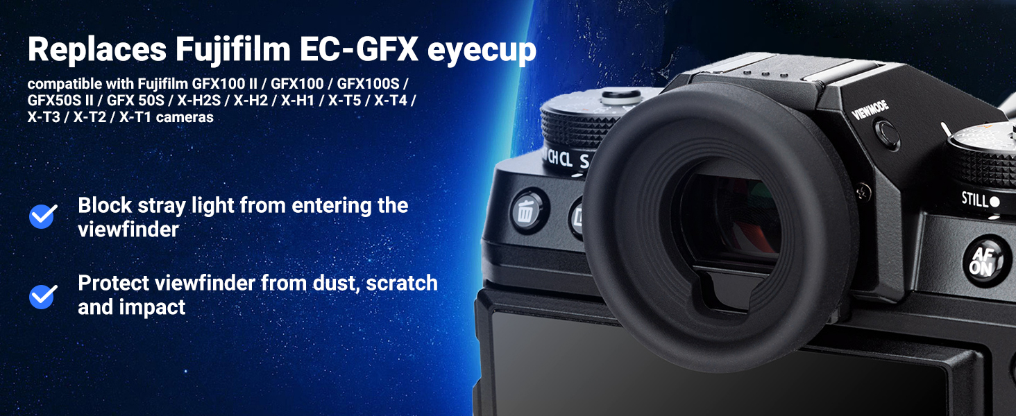 Amazon.com : JJC EC-GFX Round Eyecup Eye Cup Eyepiece Viewfinder for Fuji Fujifilm X-T5 XT5 X-T4 ...