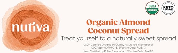Amazon.com: Nutiva Organic Almond Coconut Spread,11.5 oz (Pack of 2)- 3g Sugar Per Serving,Low ...