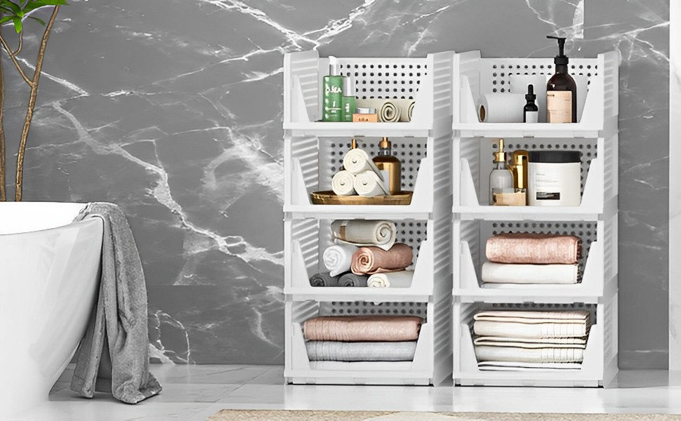 Amazon.com: 5 Pack Folding Closet Organizers Storage Box, Stackable ...