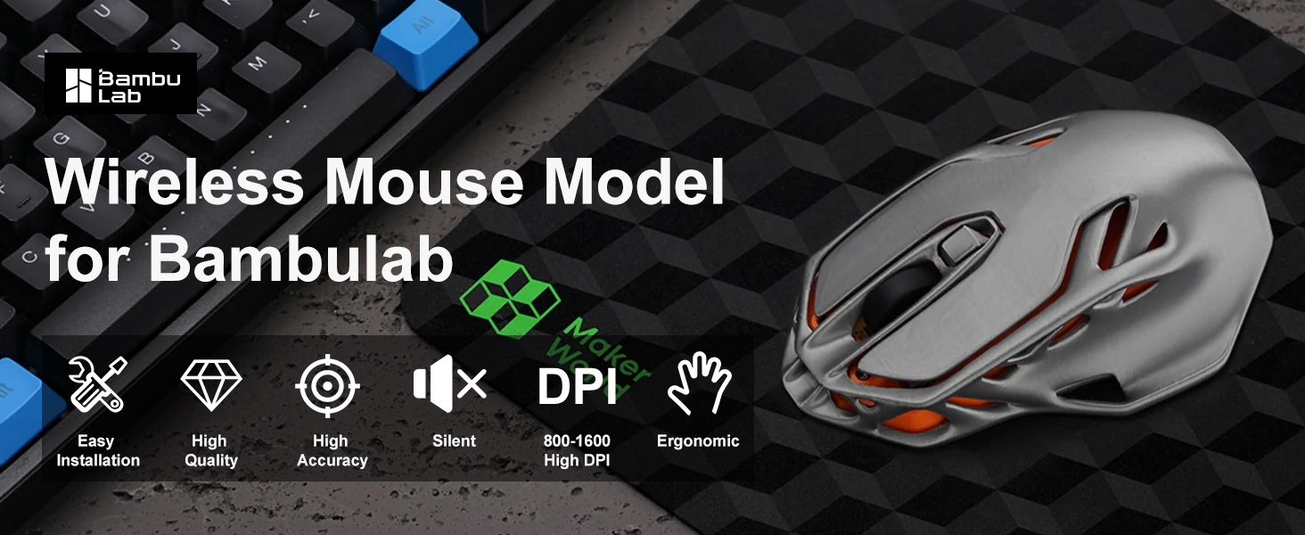 Bambu Lab Makerworld MH002 DIY Kreative Modelle: 3D gedruckte kabellose Maus Komponenten Kit 002 ...
