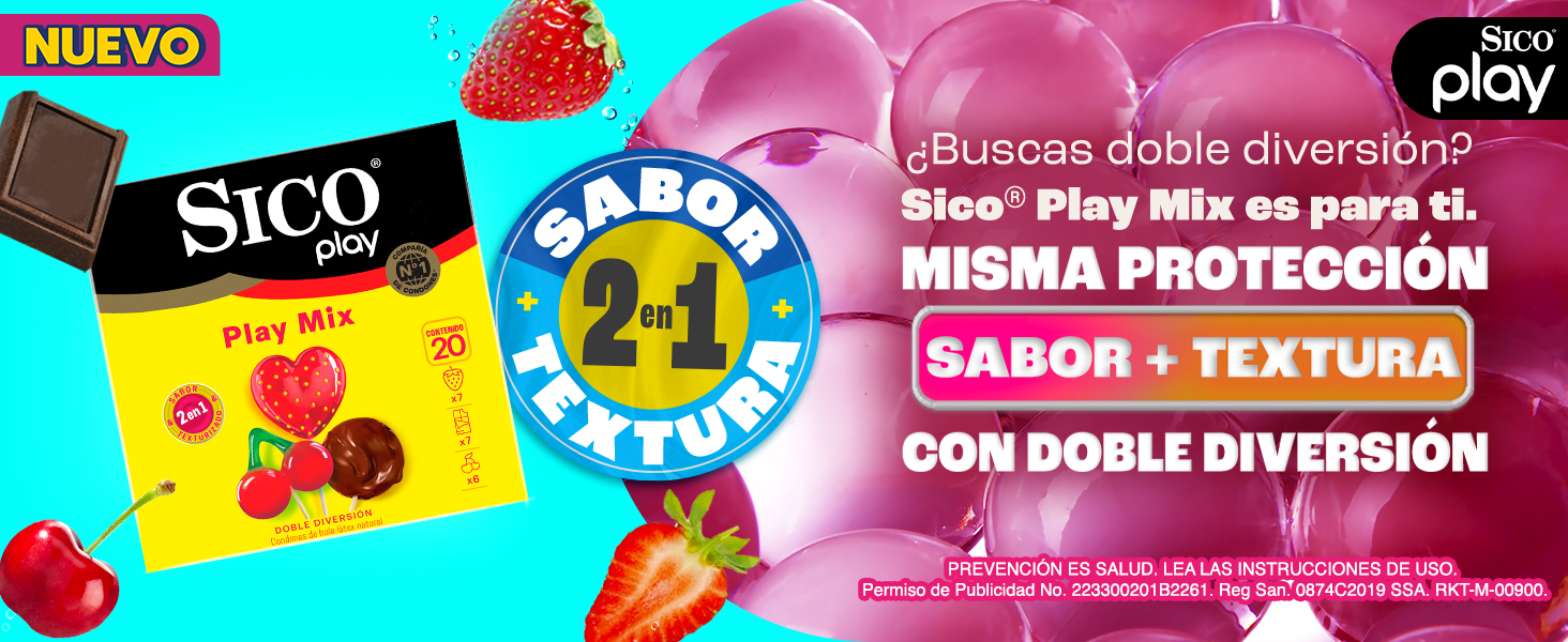 Sico Play Mix, Condón de látex texturizado y de sabores mixtos 20 pzas : Amazon.com.mx: Salud y ...