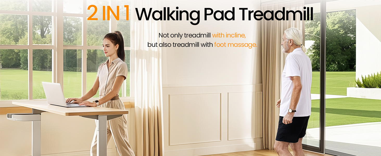 Amazon.com : AKLUER Walking Pad with Incline - Dual-Sided 2 in 1 Under Desk Treadmill with ...