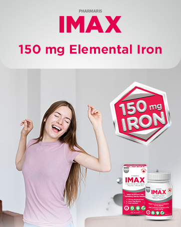 Pharmaris IMAX 150 mg Iron Supplement, 250 mg Vit C, 1000 mcg Vit B12, 100 Capsules, Treatment ...