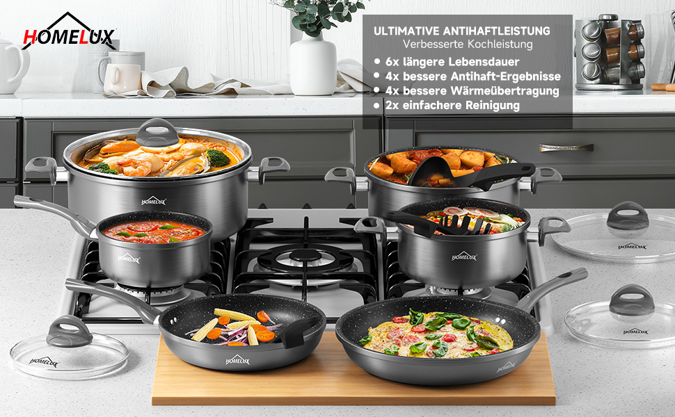 Amazon.de: Topfset, HOMELUX Topfset Induktion 13 teilig, Induktions Töpfe Set, Töpfe mit ...