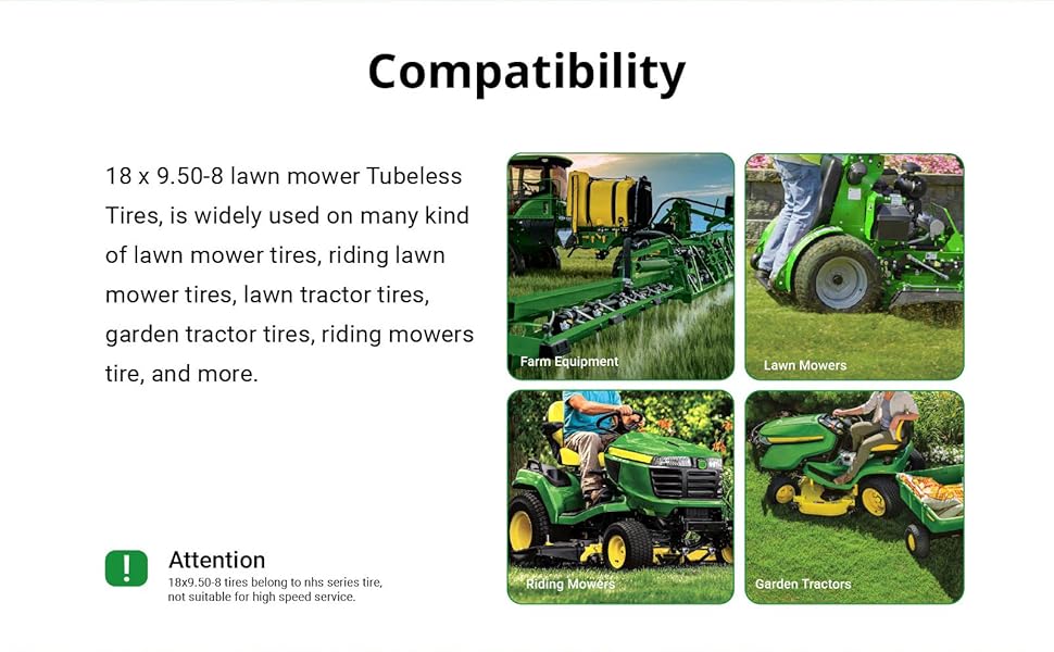 Amazon.com: (2 Pack) MAXROLLORS 18x9.50-8 Lawn Mower Tires, 18x9.5-8 for Garden Tractor Riding ...