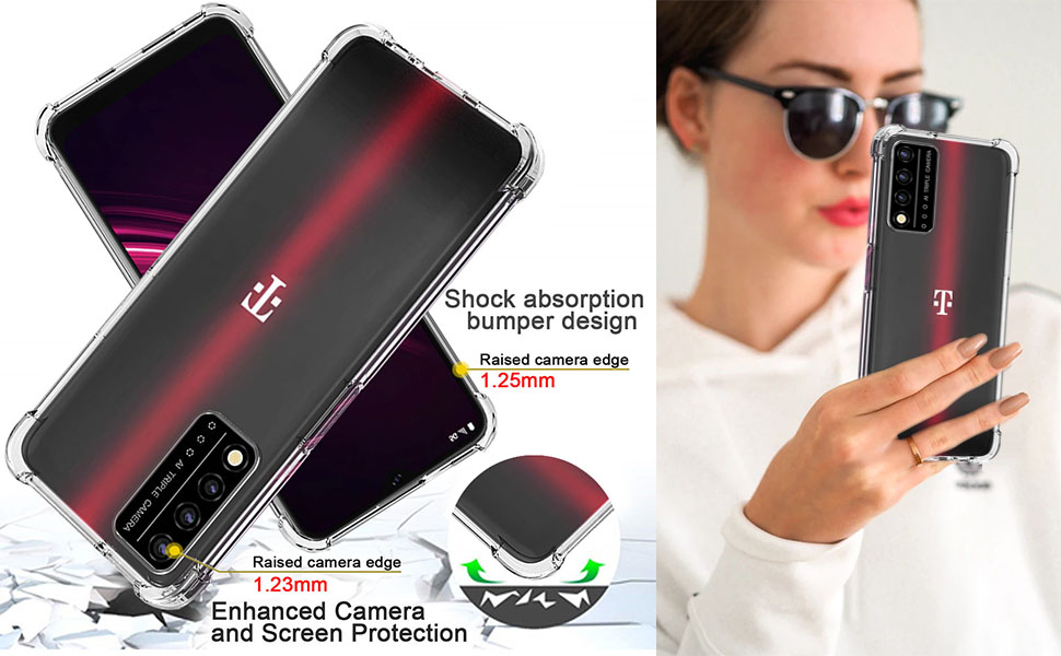 Amazon.com: Aozuoton Revvl V+ 5G T-Mobile Case with Screen Protector, Shockproof Clear Silicone ...