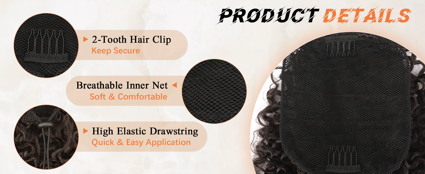Amazon.com : PEACOCO Curly Drawstring Ponytail for Black Women, 10 Inch Kinky Curly Ponytail ...