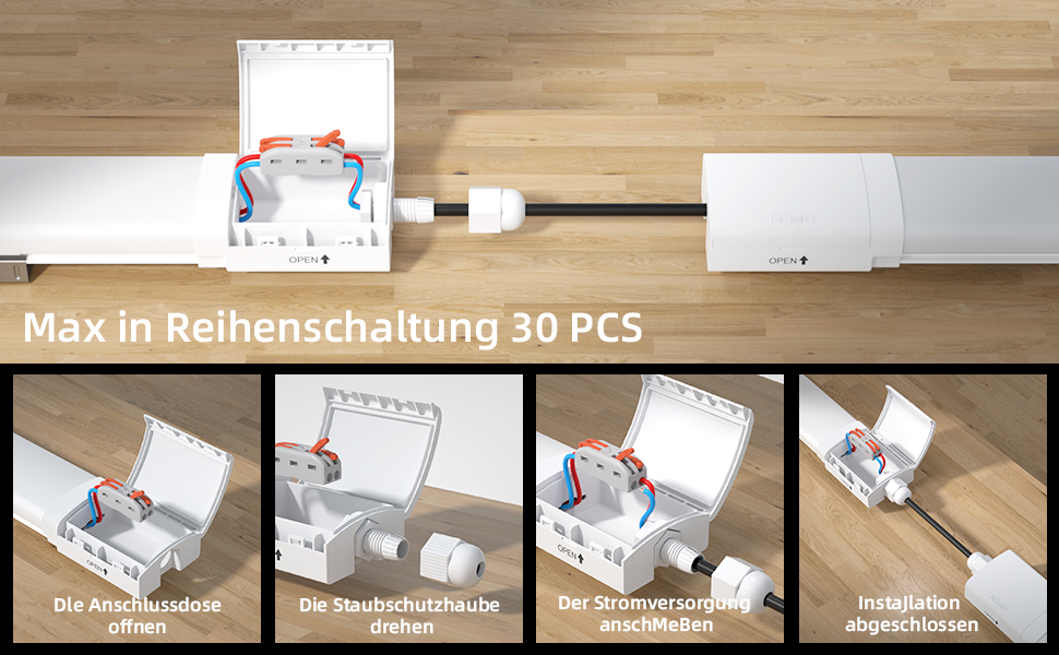 Modlicht LED Feuchtraumleuchte 60CM mit 18W 5000k Kaltlweiß 1980Lumen, Ultraslim Deckenleuchte ...