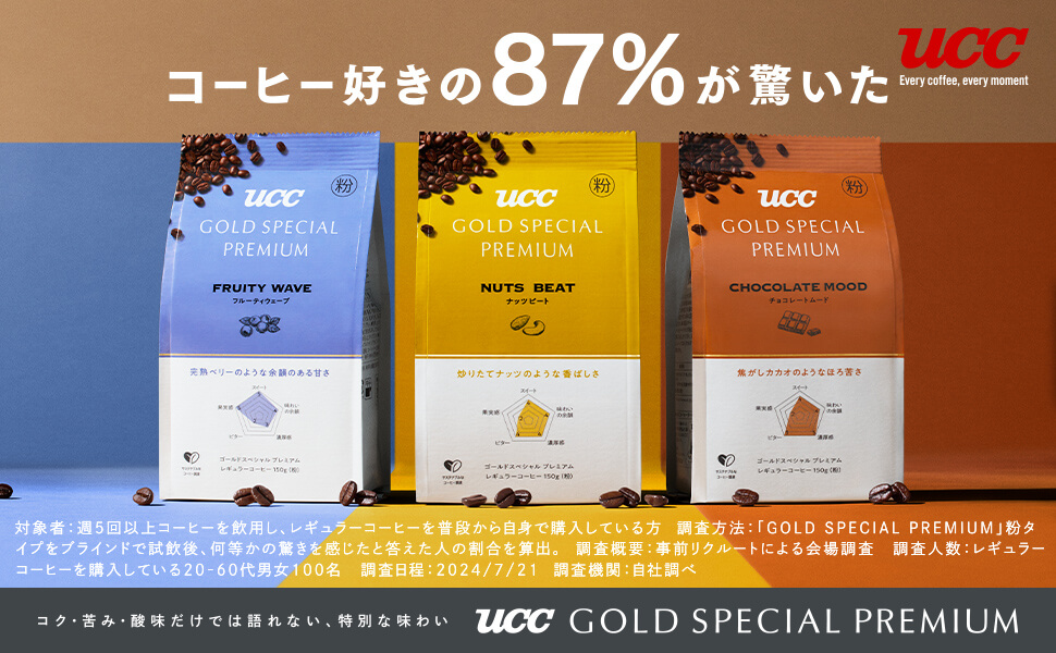Amazon | UCC GOLD SPECIAL PREMIUM キャラメルドルチェ 450g(150g×3個） レギュラーコーヒー（粉）【挽き豆】【焙煎】 | GOLD SPECIAL ...