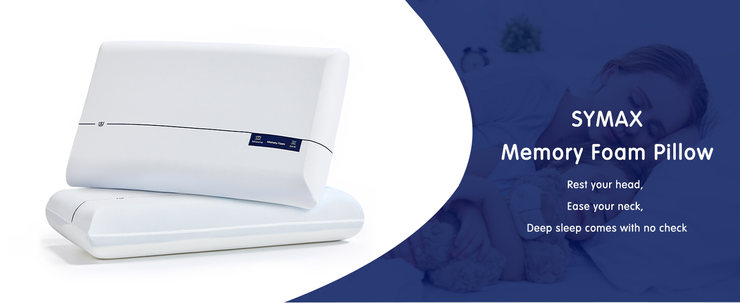 Amazon.com: SyMax Cooling Memory Foam Pillow for Neck Pain Relief, Firm Ergonomic Cervical Neck ...