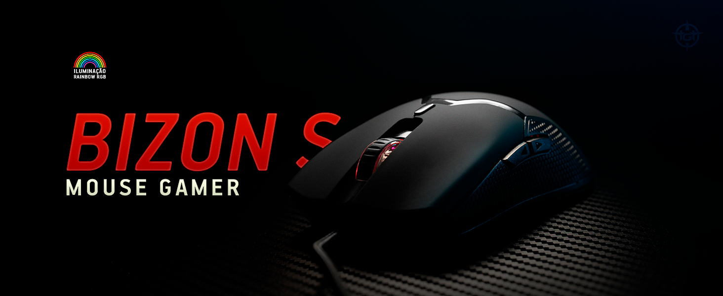 Mouse Gamer TGT Bizon S | Rainbow RGB | 12000DPI | 6 Botões | Preto | TGT-BIZ-S-RBW | Amazon.com.br
