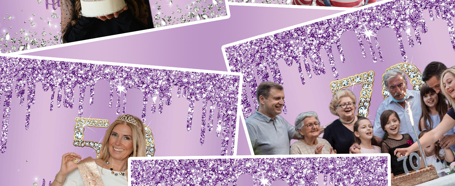 Amazon.com : INRUI Purple Happy 60th Birthday Photography Background Girls Sweet Sixty Years Old ...