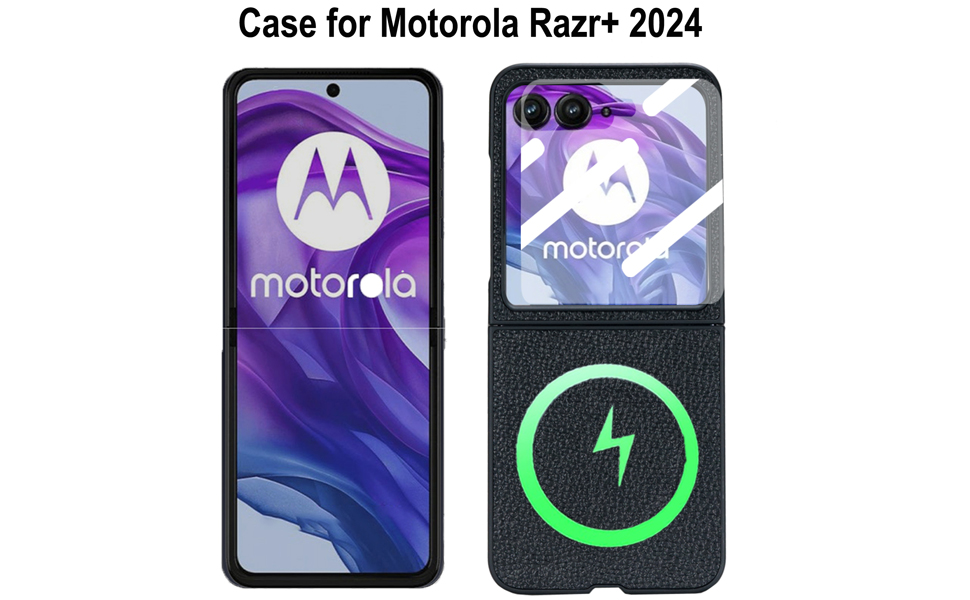 Amazon.com: Hiooloon for Motorola Razr Plus 2024 Leather Case with Screen Protector, Compatible ...