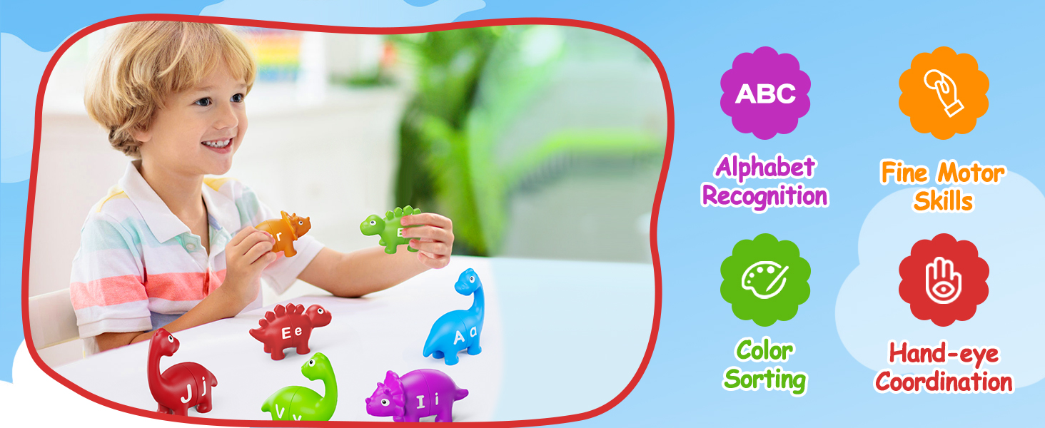 Amazon.com: Kasfalci Alphabet Learning Toys, Dinosaur Toys for Kids, ABC Learning for Toddlers ...