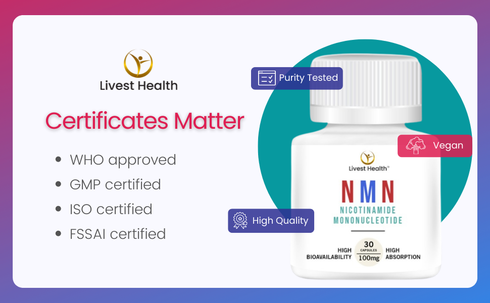 Buy Livest Health Nicotinamide Mononucleotide (NMN) Supplements For Longevity 30 Capsules 100 mg ...