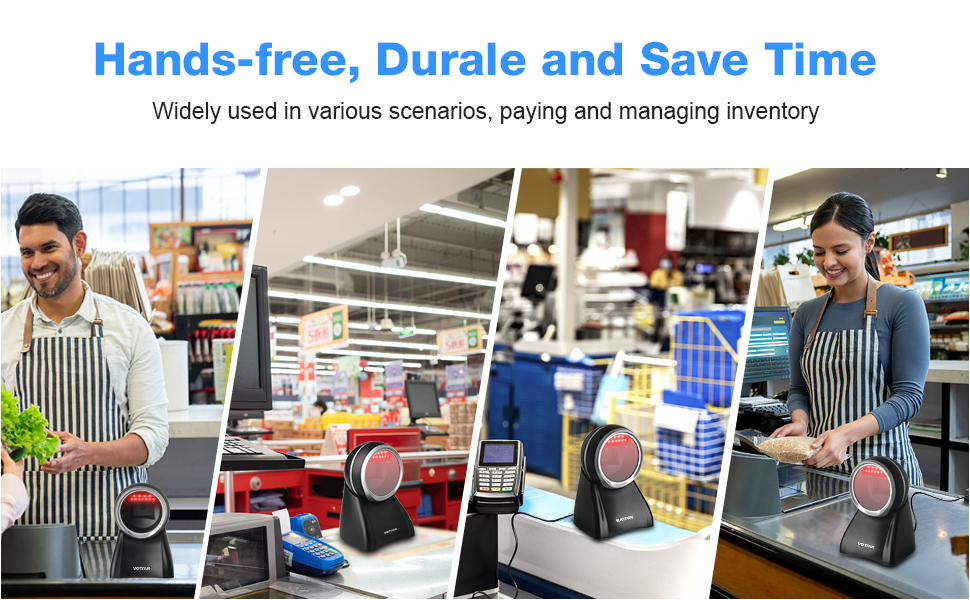 Amazon.com : VOTTAN Automatic Scanning Omnidirectional Desktop Barcode Scanner, Hands-Free 1D 2D ...