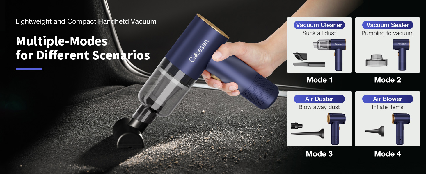 Amazon.com - Cimesen Car Vacuum Portable 4 in 1 Vacuum Cleaner 12000Pa Mini Handheld Vacuum ...