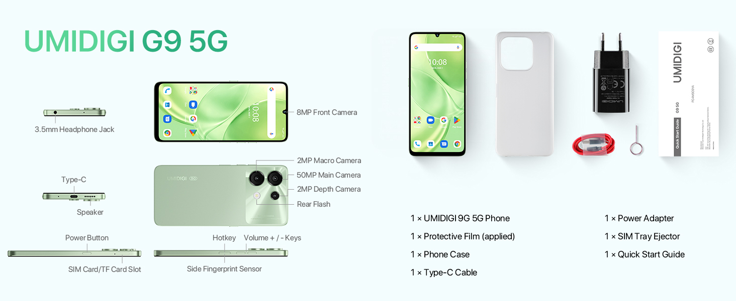 UMIDIGI G9 5G Mobile Phones, Android 14 Smartphone, 12(6+6) GB +128GB/1TB, 6.75" HD+ 90Hz ...