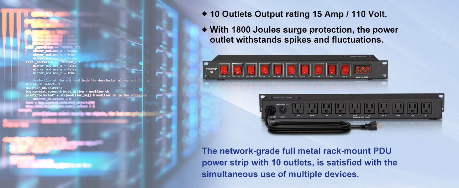 Amazon.com: Depusheng U8 Power Sequencer Conditioner 10 Outlet - 15A 1800W AC Power Rack Mount ...
