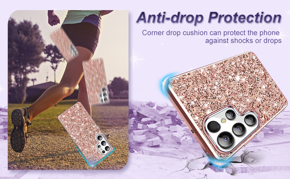 Handyhülle für Samsung Galaxy S24 Ultra Hülle Glitzer Bling Sparkle Hülle für Samsung S24 Ultra ...