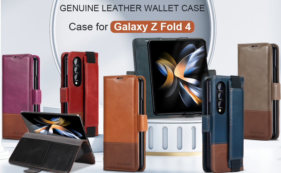 Amazon.com: KEZiHOME Genuine Leather Wallet Case for Samsung Galaxy Z Fold 4 [RFID Blocking ...