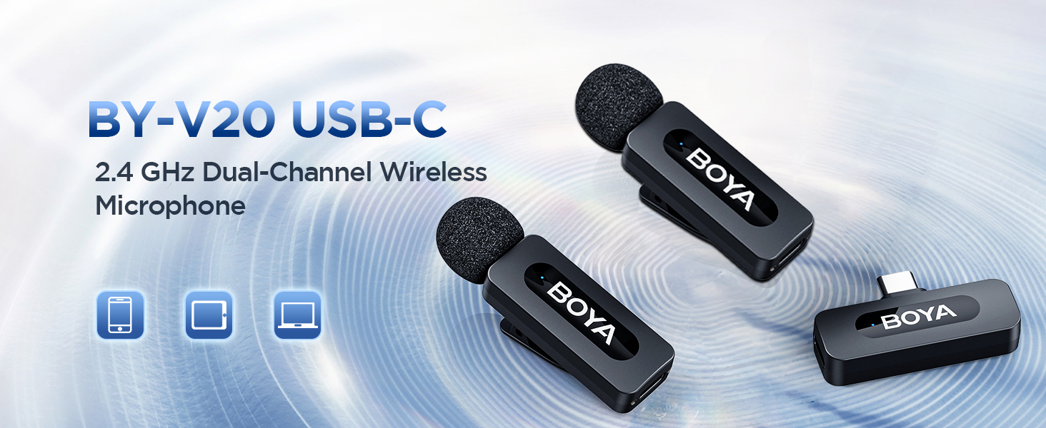 BOYA BY-V20 Wireless Microphone, Mini Lavalier Mic with Noise Cancelling Compatibale with ...