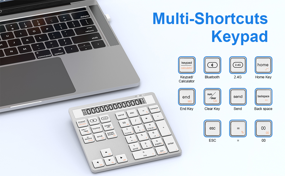 Amazon.com: Bluetooth Number Pad - 2.4G Wireless Numeric Keypad with Display Calculator ...