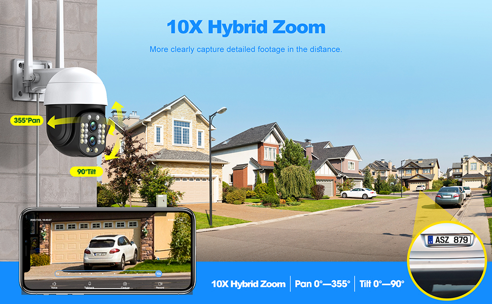 Amazon.com : 10X Hybrid Zoom Security Camera Outdoor, 4MP 2K Dual Lens WiFi Security Camera with ...