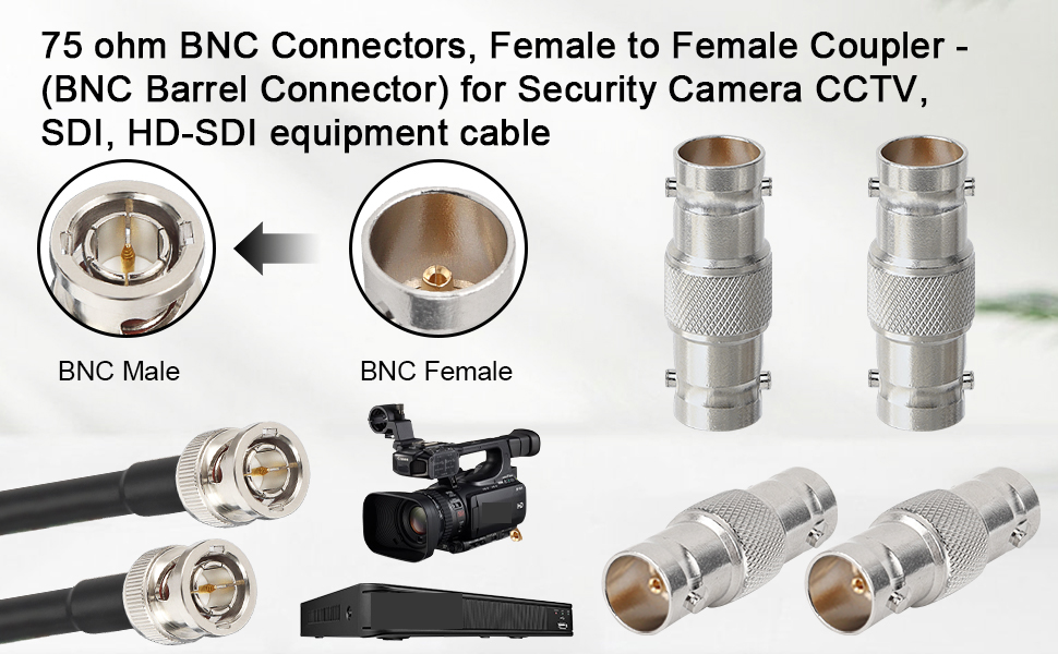 Amazon.com: XRDS -RF SDI Connector 4PCS 75 Ohm BNC Adapter BNC Female to Female Barrel Connector ...