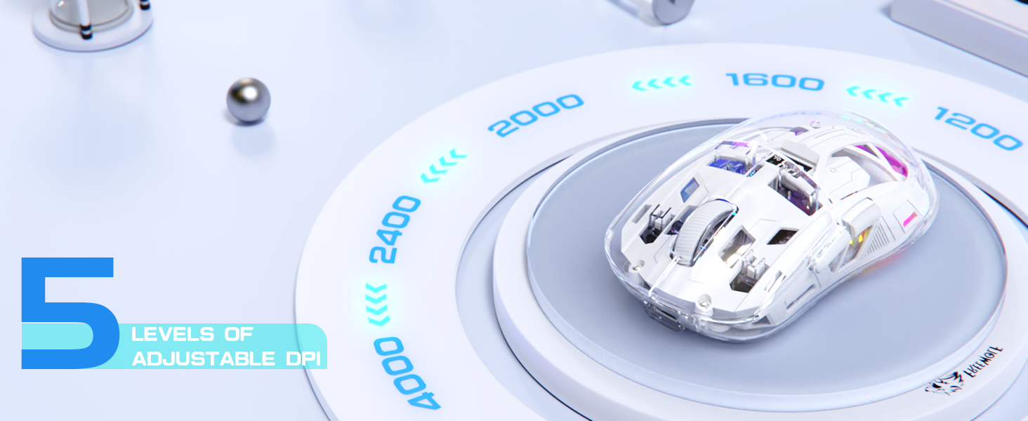 ZIYOU LANG x FREEWOLF Wireless Gaming Mouse, PixArt PAW3212 Dual Mode 2.4G/Bluetooth Transparent ...
