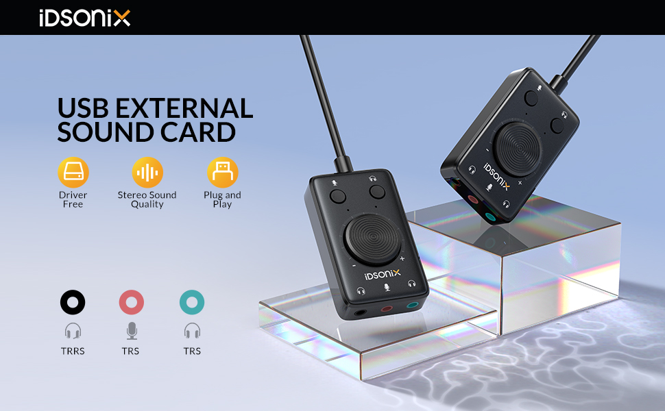Amazon.com: iDsonix USB Sound Card, USB Audio Adapter External Stereo Sound Card with Volume ...