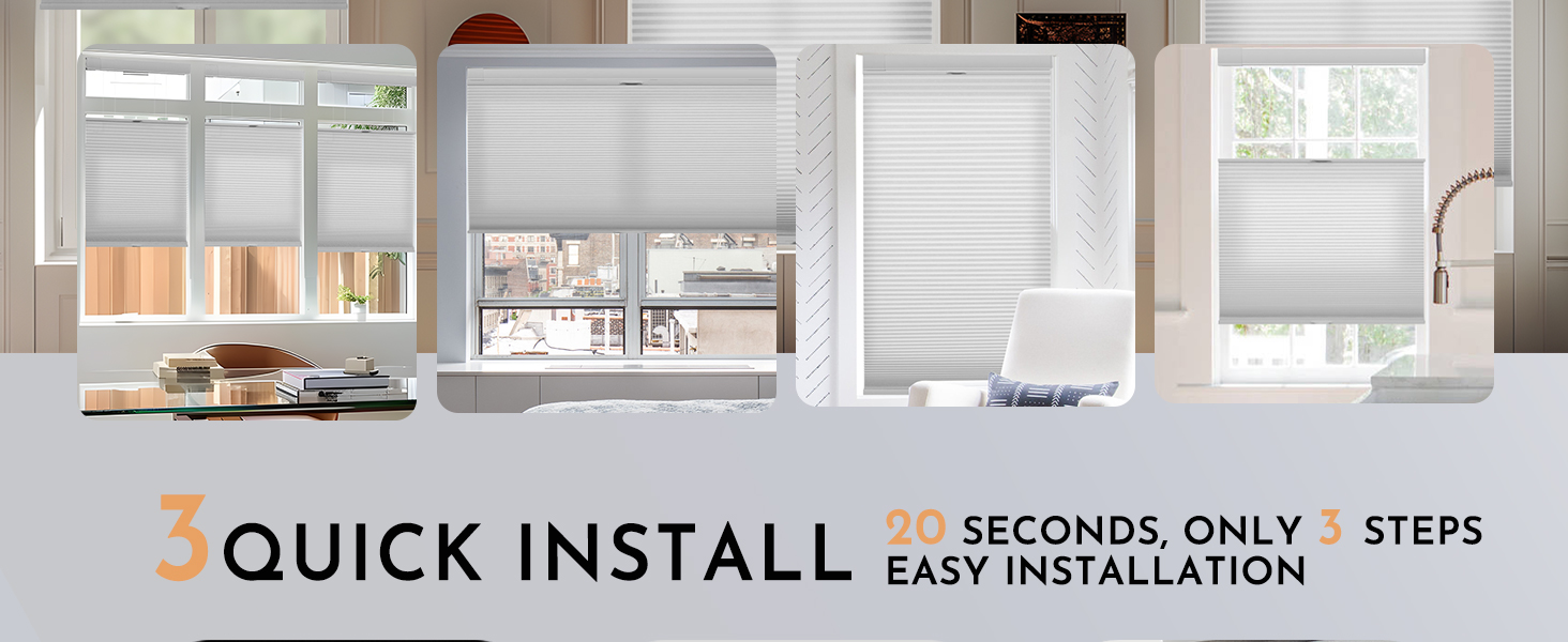 Amazon.com: No Drill No Tools Cellular Shades for Windows, Top Down ...