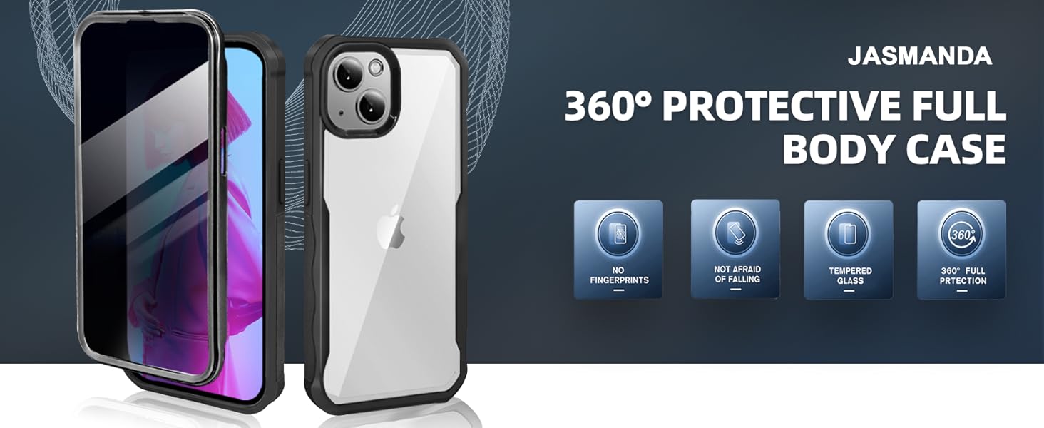 Amazon.com: Privacy Case Compatible for iPhone 15, Full-Body Case Clear Anti-Peeping Bumper Case ...