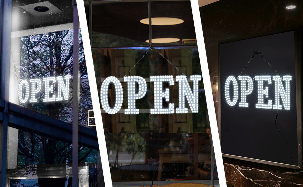 Amazon.com: 40"x14" Extra Large LED Open Signs for Business, Unique Design Super Bright Open ...