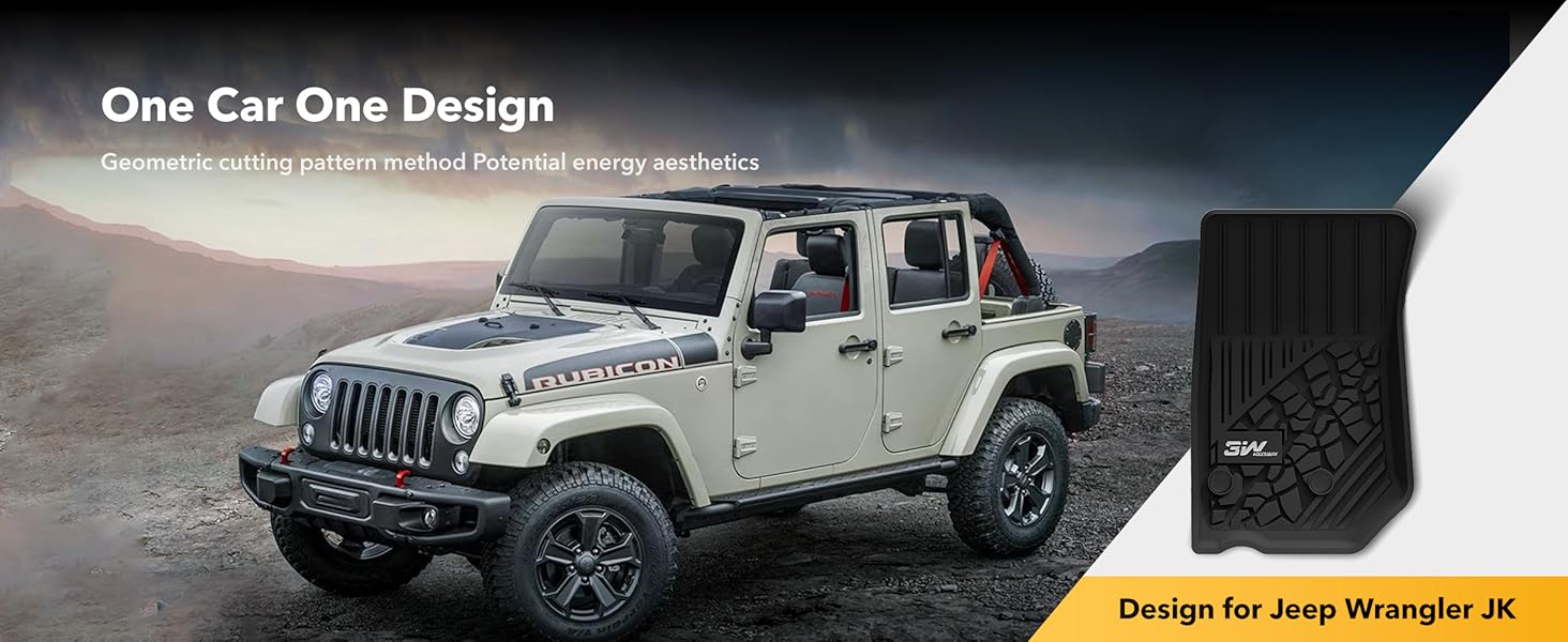 Amazon.com: 3W Floor Mats Fit for Jeep Wrangler JK 2013-2018 Unlimited 4 Door Only (Non JL or ...
